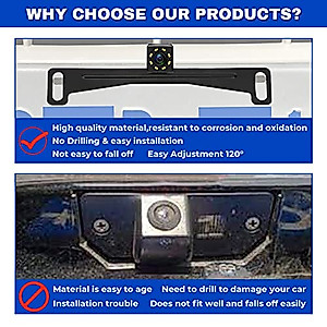 Backup Camera License Plate Bracket, Alpha Rider Universal Car Dash Cam Mirror Camera Kit, Rear Reverse License Plate Camera Mount Kit, Rear View Camera License Plate Holder