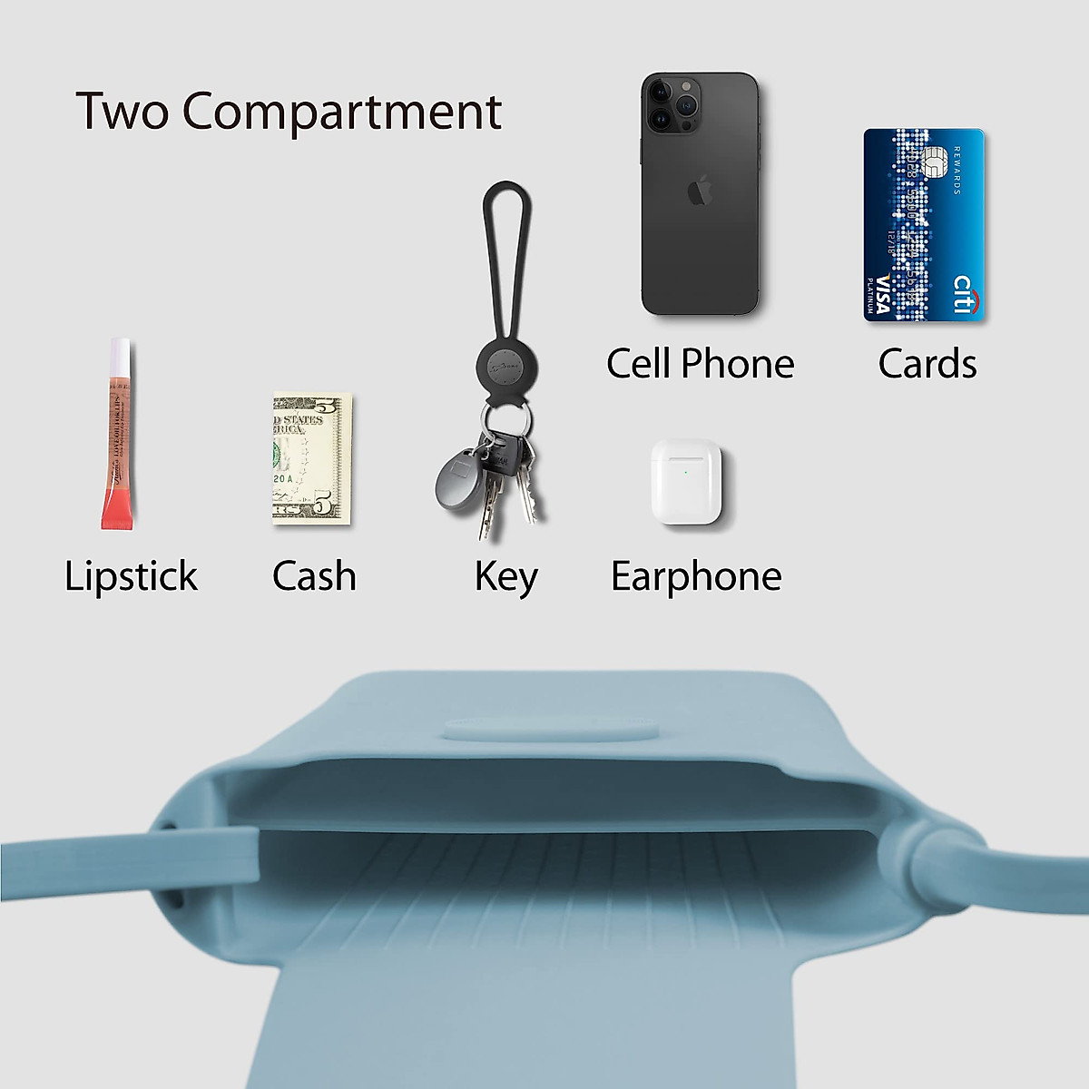 BONE Crossbody Phone Bubble Bag 1, Cell Phone Purse with Shock-Absorbing Design & Magnetic Closure, Adjustable Silicone Shoulder Lanyard Strap (Black)