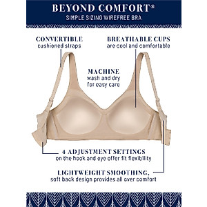 Vanity Fair womens Wireless Beyond Comfort With Breathable Cups (S-3xl) Bra, Convertible Straps - White, X-Large US