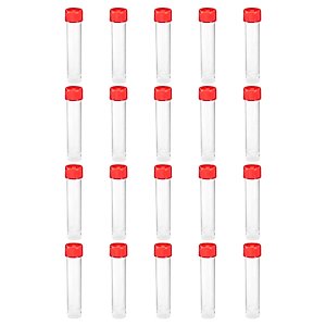PATIKIL 20mL Plastic Test Tubes, 20 Pack Frozen Test Tube Vial Container Storage Screw Cap for Lab Laboratory Science, Red Clear