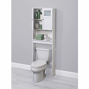 Zenna Home Over-the-Toilet Spacesaver, with 2 Glass Doors, Bathroom Storage, Espresso, White