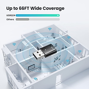 UGREEN USB Bluetooth Dongle for PC - 5.0 Adapter, Driver-Free for Windows 11/10/8.1, Compatible with Desktop, Laptop, Bluetooth Mouse/Keyboard, Headsets, Speakers