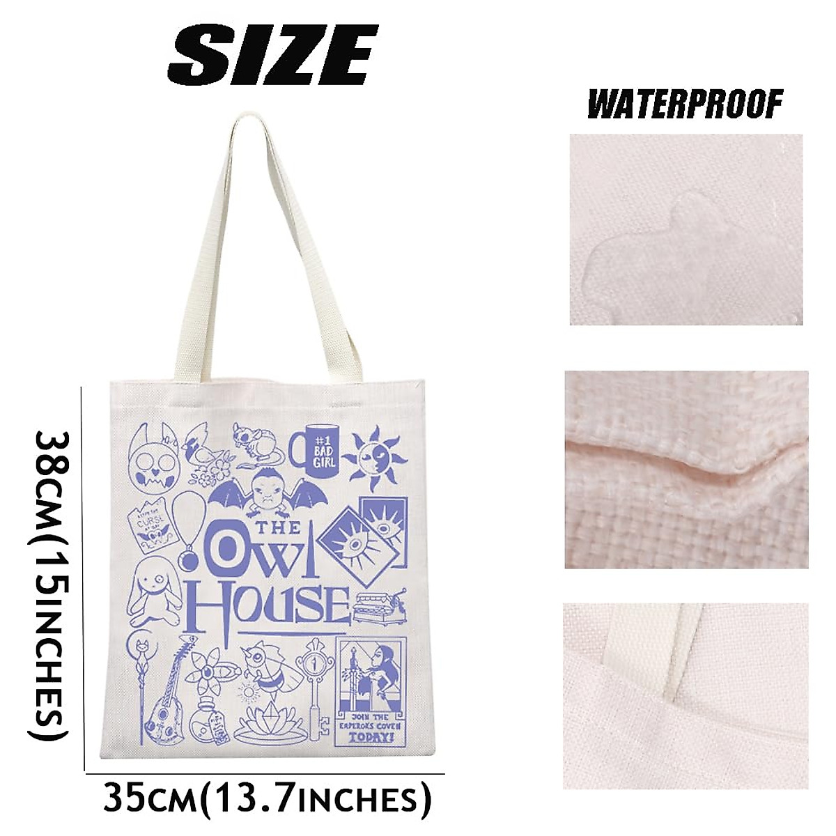 MEIKIUP Owl Inspired Gift Owl Characters Makeup Bag Tote Bag Hexside Magic Gift (owl tote bag)