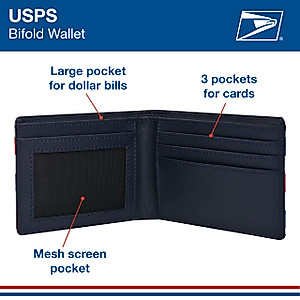 USPS U.S Mail Eagle Logo Bifold Wallet, Slim Wallet in Decorative Tin Case, Multi