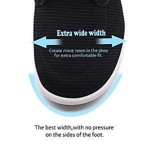 Women's Wide Shoes with Adjustable Strap Lightweight Walking Shoes for Elderly Mother Seniors Swollen Feet Plantar Fasciitis Black