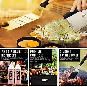 Zen-T - 14 Piece Grill Griddle Tool Kit - Griddle Accessories for Blackstone - Professional Grade Stainless Steel BBQ Tools - Perfect Grilling Utensils for All Your Grilling Needs + Bonus Recipe Ebook