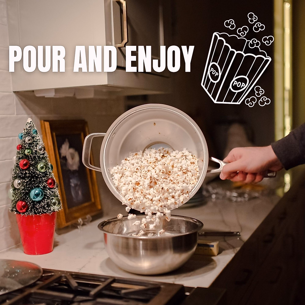 The Grandpopper Popcorn Popper | No-Shake, No-Stir Premium Stovetop Popcorn Maker | Popcorn Pan | Popcorn Pot | Pops Kernels Perfectly Without Burning | Easy Serving