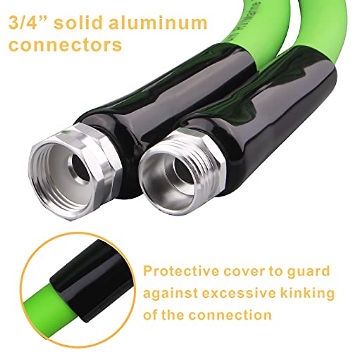 DERPIPE Heavy Duty Garden Hose - 5/8" x 50 ft, Flexible and Kink Resistant RV Safe Drinking Water Hose, with 3/4" GHT Solid Aluminum Connector