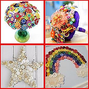 kovolala Bulk Beige Small Buttons 800-1000pcs with Small Plastic Calipers, Shirt Buttons Mixed Size Art Hand Painted Buttons for Sewing DIY Crafts Kids Hand Painted Buttons (White Shirt Buttons)