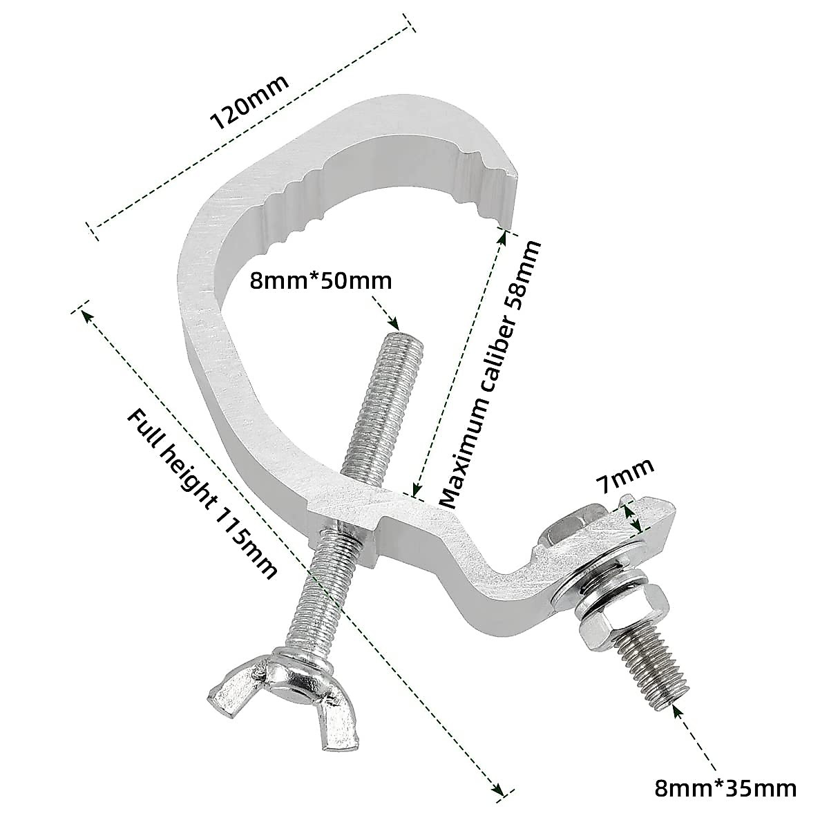 10Pack Heavy Duty Stage Lighting Clamps Hook,45 lb Load Capacity Aluminum Alloy Clamps,Fit 25-55mm OD Tube for DJ Lighting Projector Par Lights Spot Lights