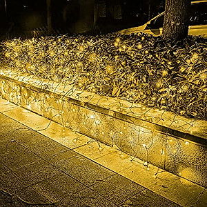 Dazzle Bright Christmas 200 LED Net Lights, 9.8 FT x 6.6 FT Connectable Mesh Lights with 8 Lighting Modes, Christmas Decorations for Indoor Outdoor Bush Yard Garden Decor (Warm White, Green Wire)