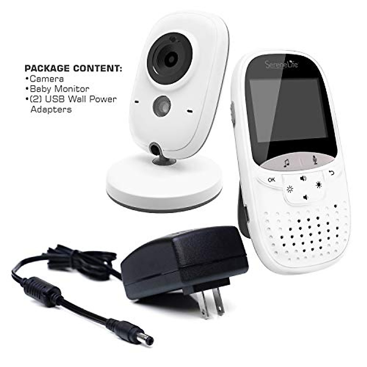 SereneLife Video Baby Monitor Long Range - Upgraded 850’ Wireless Range Camera, Night Vision, Temperature Monitoring and Portable 2” Color Screen - Serenelife SLBCAM11 (Grey)