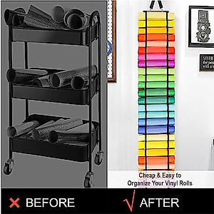 Vinyl Roll Holder, 60 Compartments Vinyl Roll Storage for Permanent Vinyl Organizer, Craft Storage Organizer,Vinyl Storage Rack for Home Crafts, Door/Wall Mount