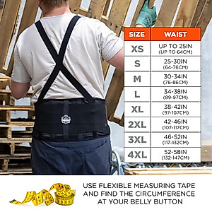 Ergodyne ProFlex 100 Back Support Brace, 8" Spandex Belt, Adjustable, Removeable Straps