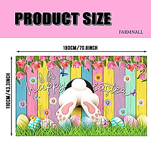 FARMNALL Easter Backdrop Bunny Egg Rabbit Photography Backdrop Easter Photo Decorations Photo Background Easter Grass Wall Decor