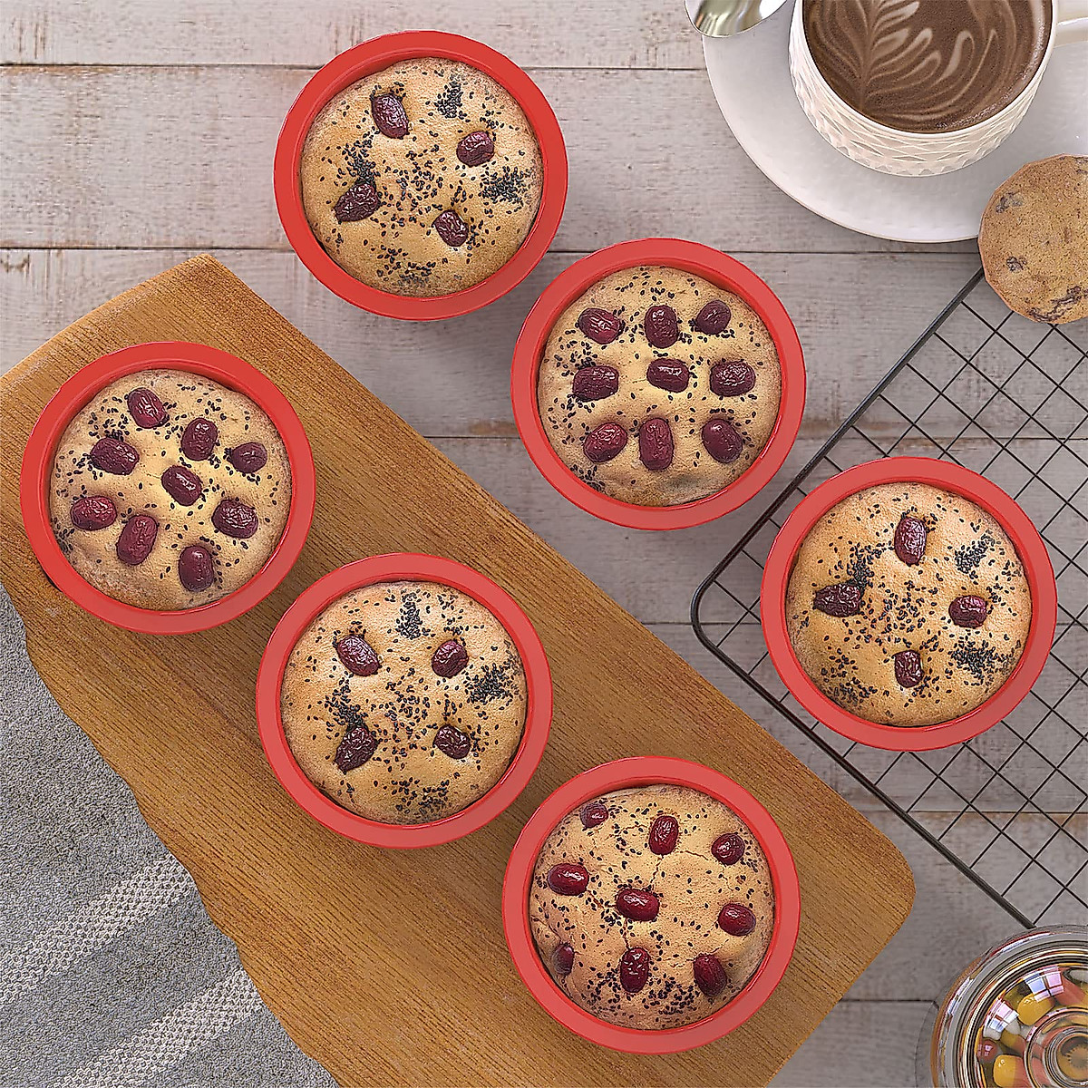 SILIVO 4 inch Cake Pans (6 Pack) - Silicone Mini Smash Cake Pans, Nonstick Small Cake Pans for Smash Cake,Muffin and Egg Bites