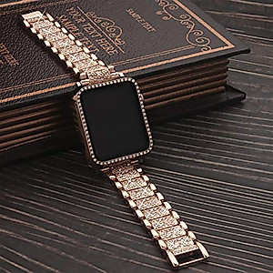 Mesime Compatible for Apple Watch Band with Screen Protector Case, Jewelry Replacement Band 45mm 44mm 42mm 41mm 40 mm 38mm 2 Pack Bling Protective Cover for iWatch Series 8/7/6/5/4/3/2/1/SE Women