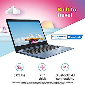 Lenovo IdeaPad 1 14 Laptop, 14.0" HD Display, Intel Celeron N4020, 4GB RAM, 64GB Storage, Intel UHD Graphics 600, Win 10 in S Mode, Ice Blue