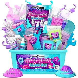 Original Stationery Mermaid Slime for Girls, 35 Pieces to Make DIY Glow in The Dark Slime with Glitter Slime Add Ins, Mermaid Gifts for Girls 9-12