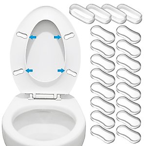 20 Pieces Toilet Seat Bumpers, Universal Toilet Lid Bidet Replacement Bumper Kit Silicone Rubber Bumpers for Bidet Attachment with Strong Adhesive for Families, Hotels, School Toilet