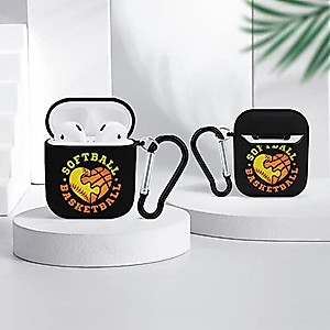 Softball Basketball Pattern Airpods Case for Apple Airpods 1&2 Case Portable Shockproof and Anti-Scratch Headphone Charging Case Protective Case with Keychain Chain Gift Unisex