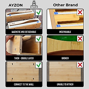 3 in 1 Detachable Plastic Wrap Dispenser with Slide Cutter, Roll Organization Storage Holder, Aluminum Foil & Parchment Paper, Fits 12" Roll for Kitchen Drawers