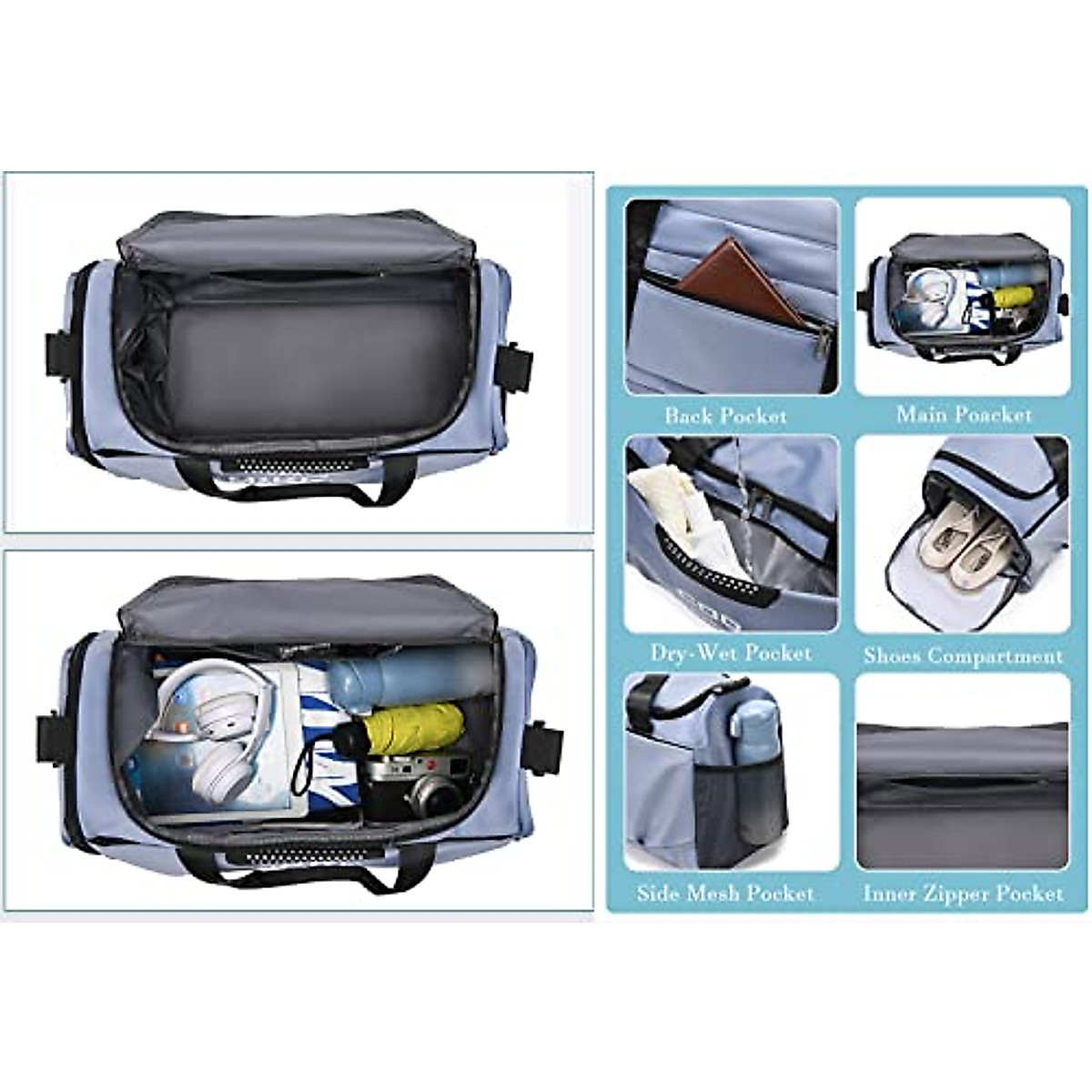 Gym Duffle Bag Waterproof Sports Duffel Shoulder Travel Weekender Bag for Men Women Overnight Bag with Shoes Compartment & Wet Pocket (Green)