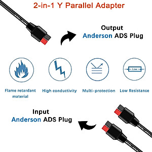 KarlKers Anderson Y Parallel Combiner Cable with Reverse Current Protection Anderson Powerpole Connector Charge Portable Power Station Compatible with Goal Zero Jackery High Power Pole Port Connector