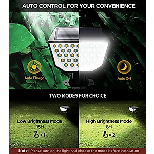 HNES 4 Pack Super Bright Solar Spot Lights Outdoor [47 LEDs | 4 Sides Illuminants | 300° Light Angle] IP65 Waterproof Solar Outdoor Lights Garden Lights Solar Powered Landscape Lights (Cool White)