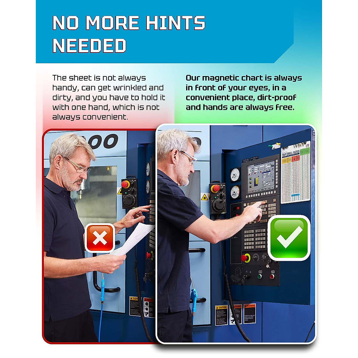 Useful Magnets Inch Metric Tap Drill Sizes Flexible Chart | Decimal Equivalents Magnetic Chart for Garage CNC Shop | Waterproof Comprehensive Guide Tool Posters 12" X 16"