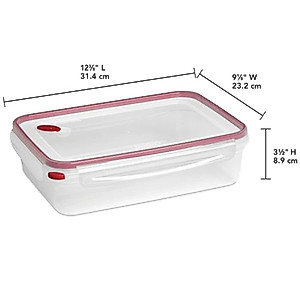 Sterilite Food Storage Container Ultra-Seal Clear Rectangular 16 Cup, Rocket Red Trim