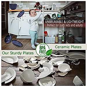 Plastic Dinnerware Sets for 8,Dhnvcud 32pcs Unbreakable,Lightweight & Reusable Dinnerware Set,Plates, Bowls, Cups,Service for 8,Microwave Dishwasher Safe Dishes Sets for Kitchen,Camping,RV