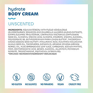 Seaweed Bath Co. Hydrate Body Cream, Unscented, 6 Ounce, Nourishing Hand & Body Lotion Moisturizer for Dry Skin, with Sustainably Harvested Seaweed, Kukui Oil, Hyaluronic Acid, Shea Butter