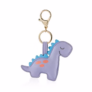 Itzy Ritzy Puffy Diaper Bag Charm, Purse Charm and Keychain; Vegan Leather Charm Features A Durable Hinged Clasp and Modern Puffy Design; Lilac Dinosaur