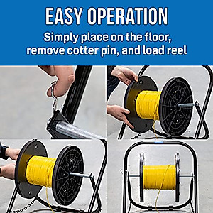 Jonard Tools CC-2721WS High Durability Steel Cable Caddy with Wheels and Pull Strap, Holds Cable Reels Up to 20” Diameter and 100 lbs Capacity,Black
