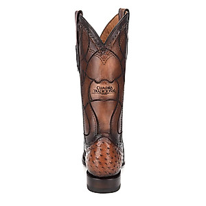 Cuadra Men's Western Boot in Genuine Ostrich Leather Brown, 2C1NA1, Size 11