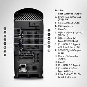 Alienware Aurora R15 Gaming Desktop - Intel Core i9-13900F, 32GB DDR5 RAM, 1TB SSD, NVIDIA GeForce RTX 4070 Ti GDDR6X, Liquid Cooling, Windows 11 Home - Dark Side of The Moon