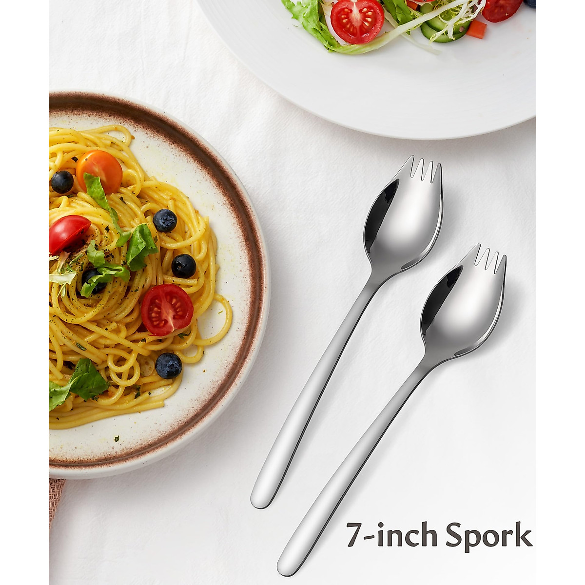 Lovingly Yours Metal Spork Reusable Sporks - Sporks Stainless Steel 7-inch, Dessert Salad Forks