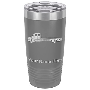 LaserGram 20oz Vacuum Insulated Tumbler Mug, Flat Bed Tow Truck, Personalized Engraving Included (Gray)
