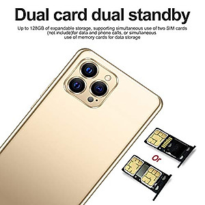 IP12 PRO+ Face Unlock Smart Phone, 1+8GB 6.26in for Waterdrop Screen Smartphones, Dual Card Dual Standby, Built-in 1950mah Li-ion Battery, for Android 8.1 (Gold)……