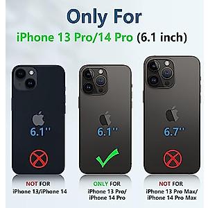 FNTCASE for iPhone 14-Pro Phone Case: for iPhone 13 Pro Cases | Military Grade Drop Proof Protection Mobile Cover with Kickstand | Matte Textured Rugged Shockproof TPU | Protective Sturdy - Black