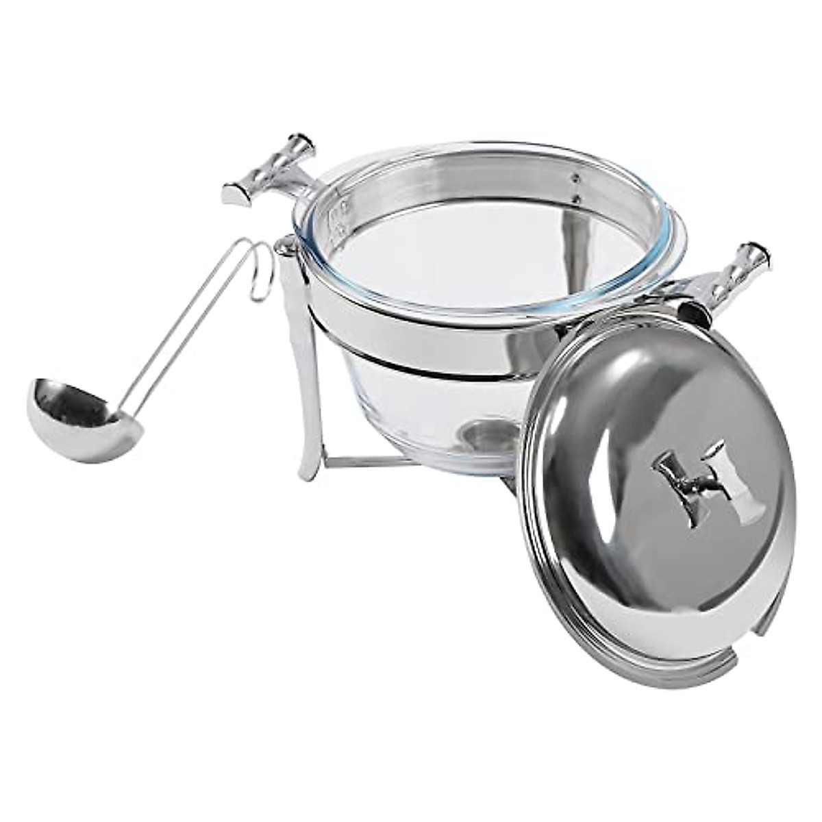 KOLHGNSE 4Qt Round Accent Soup Chafer, Round Stainless Steel Chafer Chafing Dish Buffet Set Commercial Warmers Buffet Servers and Warmers Set Warming Tray