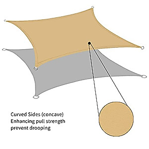 AOGESHI Shade Sail Waterproof Rectangle Sand 10'x13' Sun Shade 95% UV Block Awning for Outdoor Patio and Garden Yard Activitie