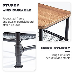 TEAKMAMA 3-Tier Shoe Bench, Shoe Rack, Shoe Shelf Storage Bench with Metal Mesh Shelves and Seat, Wood Free Standing Shoe Organizer for Entryway, Outdoor, Living Room