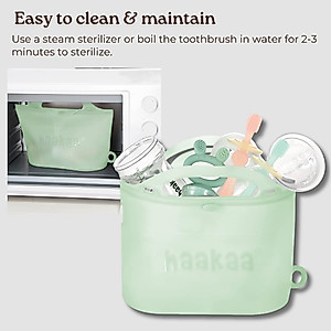 Haakaa 360° Silicone Baby Toothbrush – 100% Soft Food Grade Silicone, BPA-Free, Suction Base, Safe for Babies 6 Months+, Gentle Gum and Teeth Cleaning for Infants, Gum Massager