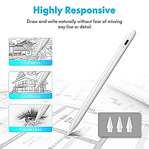 Stylus Pen for iPad 2024-2018 with Faster Charge,Tilt Sensor Battery Indicators Pencil for iPad Pro M4 2024,iPad Air M2 2024,iPad 10/9/8/7/6th,iPad Air 5/4/3,iPad Pro 11 & 12.9",iPad Mini 7/6/5