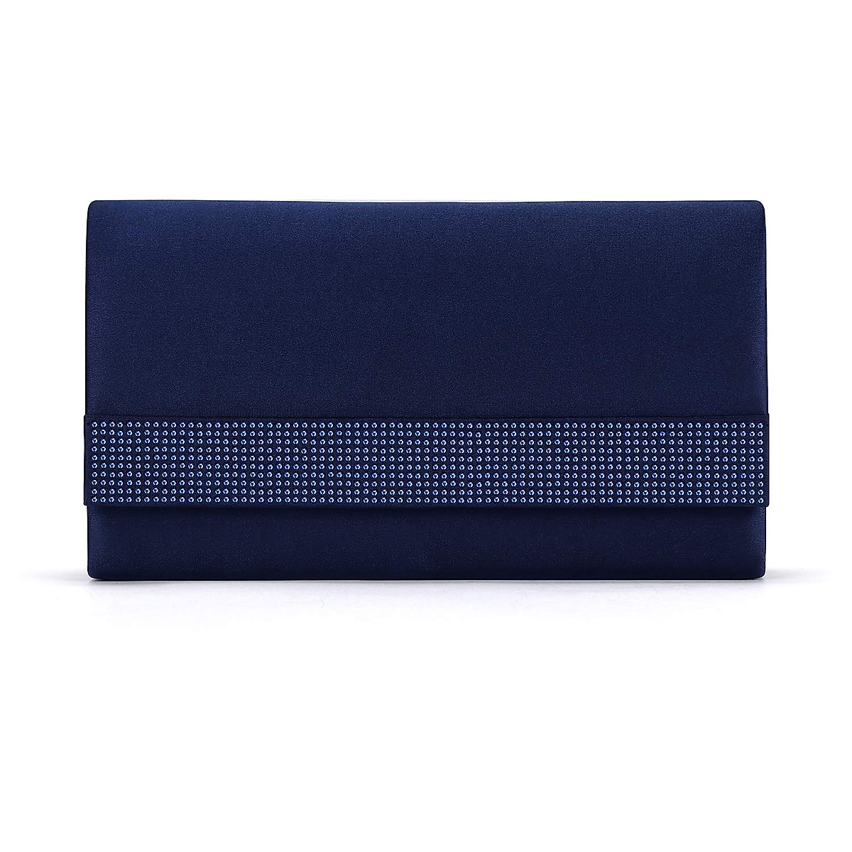 Mulian LilY M052 Satin Rhinestones Evening Bags Party Bridal Clutch Purse For Women Prom Clutch Navy