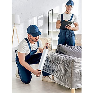 JARLINK 2 Pack Stretch Film, 15" x 1000ft Shrink Wrap for Pallet Wrap, Industrial Strength Stretch up to 650% Stretch with Handles, Self Adhering Packaging Heavy Duty Film for Moving, 68 Gauge, Clear