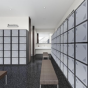 BYNSOE Metal Locker 5 Doors 71" Employees Locker Storage Cabinet Locker School Hospital Gym Locker Requires Assembly (Black Gray 5 Door-71)