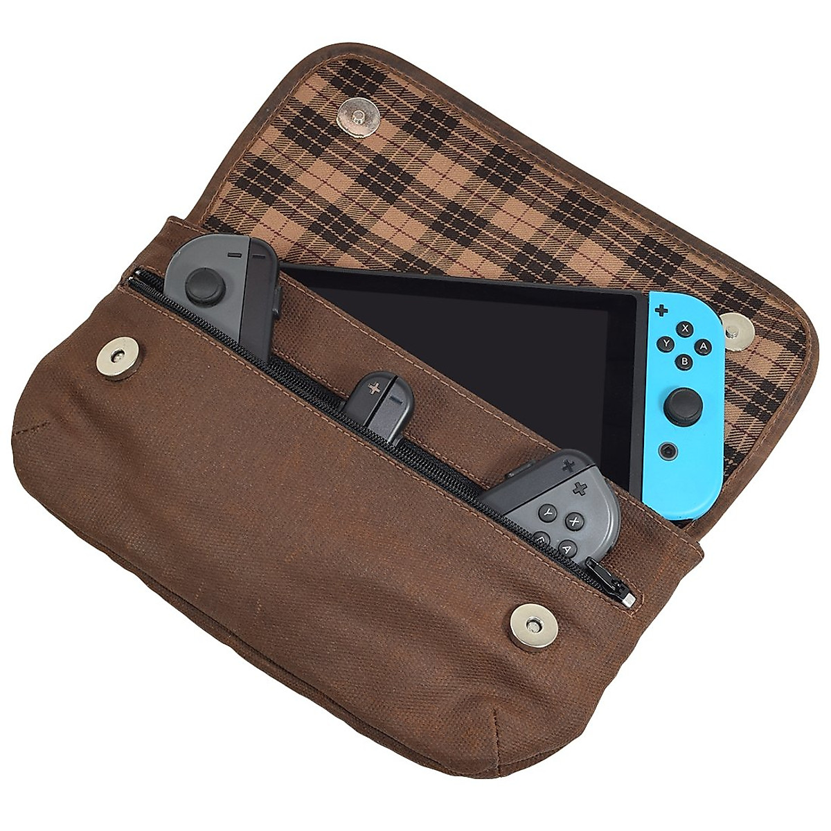 Hide & Drink, Carrying Case Compatible with Switch, Urban Travel Pouch, Soft Storage Bag, Scratch & Bump Protection, Minimalist Essentials, Waxed Canvas, Handmade, Honey Bourbon